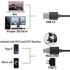 Jiusion Original 40-1000X USB Microscope with Portable Carrying Case, Digital Magnification Endoscope Camera 8 LEDs Metal Base for Micro USB USB-C Android, Windows Mac Linux Chrome