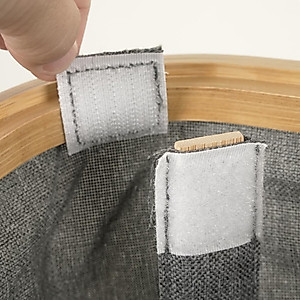 ZengRun - Laundry Hamper with Lid Cover - Sturdy Tall Bamboo Laundry Basket Clothes Organizer - Aesthetic Bedroom Fabric Bin - Big Bathroom Dirty Clothes Hamper - XL 95 Liters - Light Grey