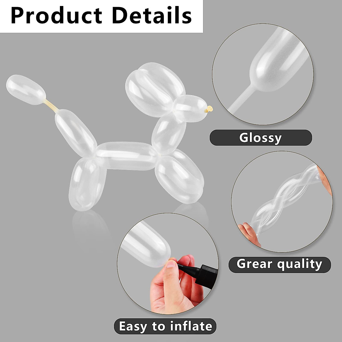 Aodaer 72 Pieces Long Skinny Latex Balloons Twisting Balloons Modelling Balloons for DIY Festival Party Favors Birthday Wedding, Clear
