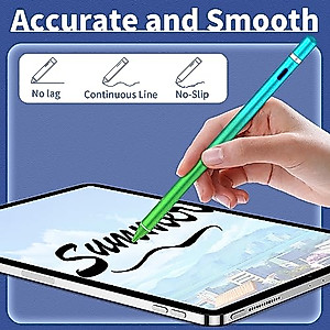 Stylus Pens for Touch Screens, Universal Fine Point iPad Pencil with Magnetic Cap for iPad, iPhone, Android, Tablet and Other Capacitive Touch Screen, Stylus Pen for iPad in Writing (Blue Green)