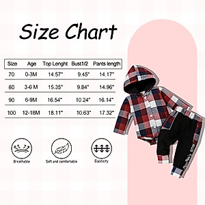 Fuermos Newborn Infant Baby Boy Clothes Plaid Button Long Sleeve Hoodies Romper+ Mama's and Boy Pants Outfits Set