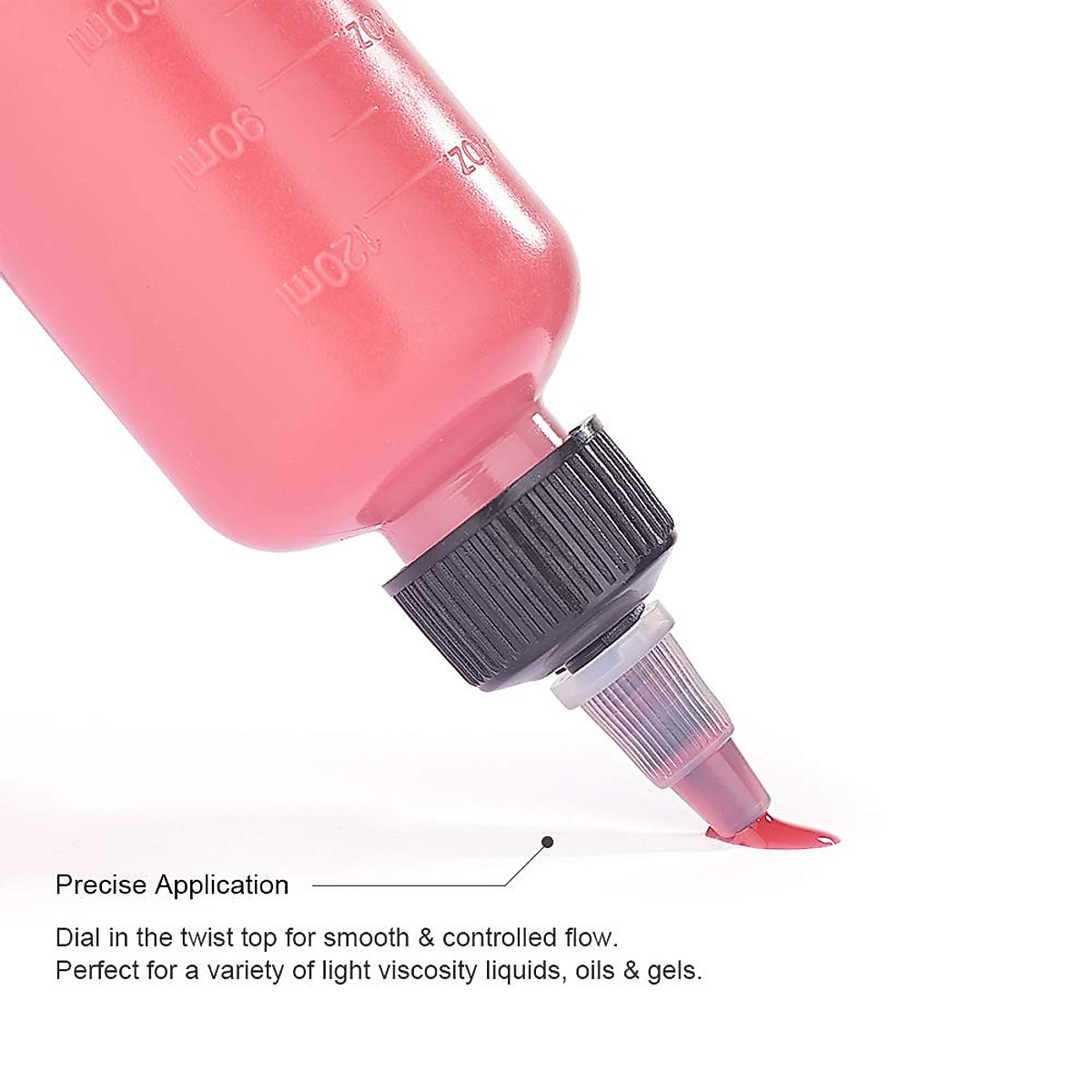 BENECREAT 12 Pack 4 Ounce Plastic Squeeze Dispensing Bottles with Black Twist Cap and Measurement, Open/Close Nozzle - Good for Crafts, Art, Glue, Multi Purpose