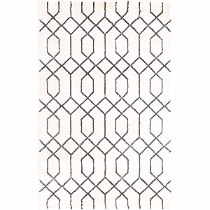 Unique Loom Glam Collection Area Rug - Trellis (3' 3" x 5' 3" Rectangle, White Silver/ Silver)