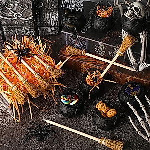 Libima Halloween Witch Theme Party Supplies Set Include Black Cauldron Kettle Witch Broom Pencils for Halloween with Small Packet Orange Tissue Confetti for Trick or Treat Party Favor (25)
