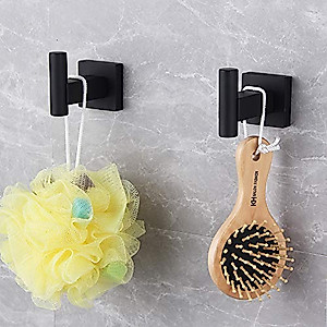 GERZWY Bathroom Matte Black Coat Hook SUS 304 Stainless Steel Single Towel/Robe Clothes Hook for Bath Kitchen Garage Heavy Duty Contemporary Hotel Style Wall Mounted 2 Pack DG1407-BK