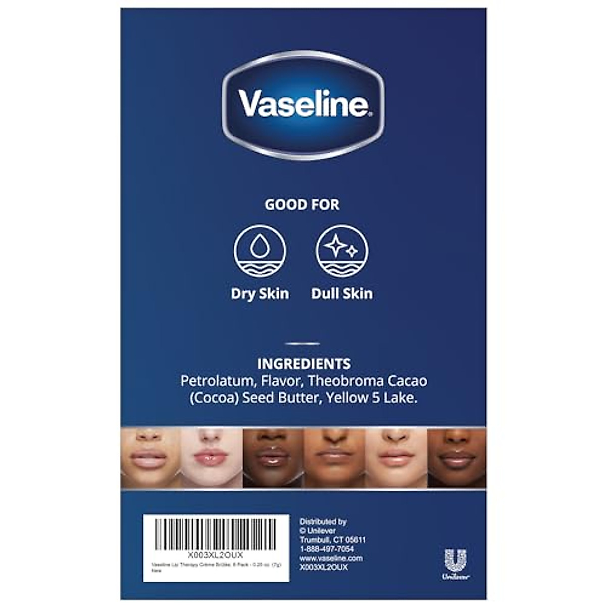 Vaseline Lip Therapy Creme Brulee Mini, White Petrolatum, Advanced Moisturizer, Relieves Dull and Dry Skin, Mini Vaseline Petroleum Jelly, Soft & Smooth Vaseline Lips (Pack of 6-0.25 Oz Ea) 