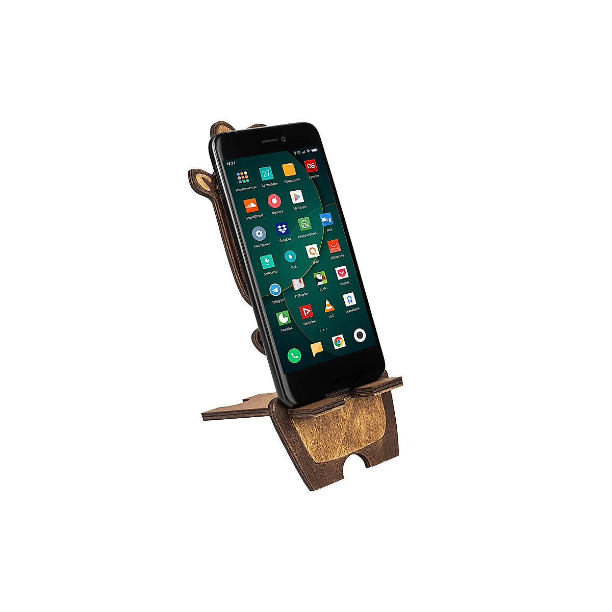 Wood Cute Cell Phone Stand, Compatible with iPhone 12 11 Pro XS Max XR 8 7 6S Plus, Samsung S20+ Note10, Phone Stand, Wood Phone Holder Stand, Wooden phone stand for desk, charging stand… (Wood)