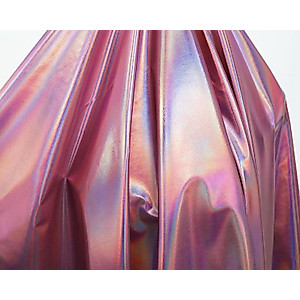 AnnyCraft Metallic Foil Stretch Fabric Hologram Spandex, for Sewing Dancewear Costumes, 58 Inch Wide, 1 Yard - Iridescent Pink