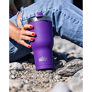 Beast 30 oz Tumbler Stainless Steel Vacuum Insulated Coffee Ice Cup Double Wall Travel Flask (Purple)