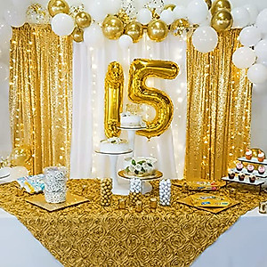 Blxsif Gold Sequin Backdrop Curtains - 2 Panels 2.5x8FT Glitter Gold Photo Backdrop Party Wedding Baby Shower Curtain Sparkle Photography Background