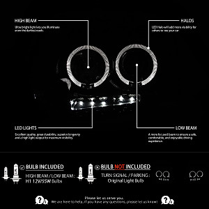 AUTOZENSATION Compatible with 2004-2008 Ford F150 LED Headlights Glossy Black Housing Smoke Lens L + R Pair Headlamp