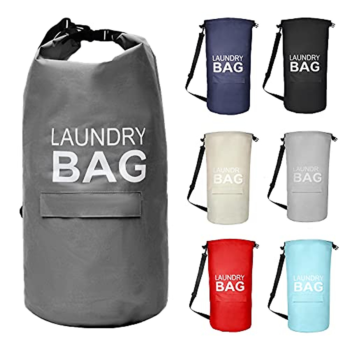 IHOMAGIC Laundry Baskets, Large Collapsible Clothes Basket,Door Laundry Hamper Bag Hanging,Tall Hamper Bag for Storage Bin,Home Organizer,Nursery Storage,Clothes Hamper Dark Grey