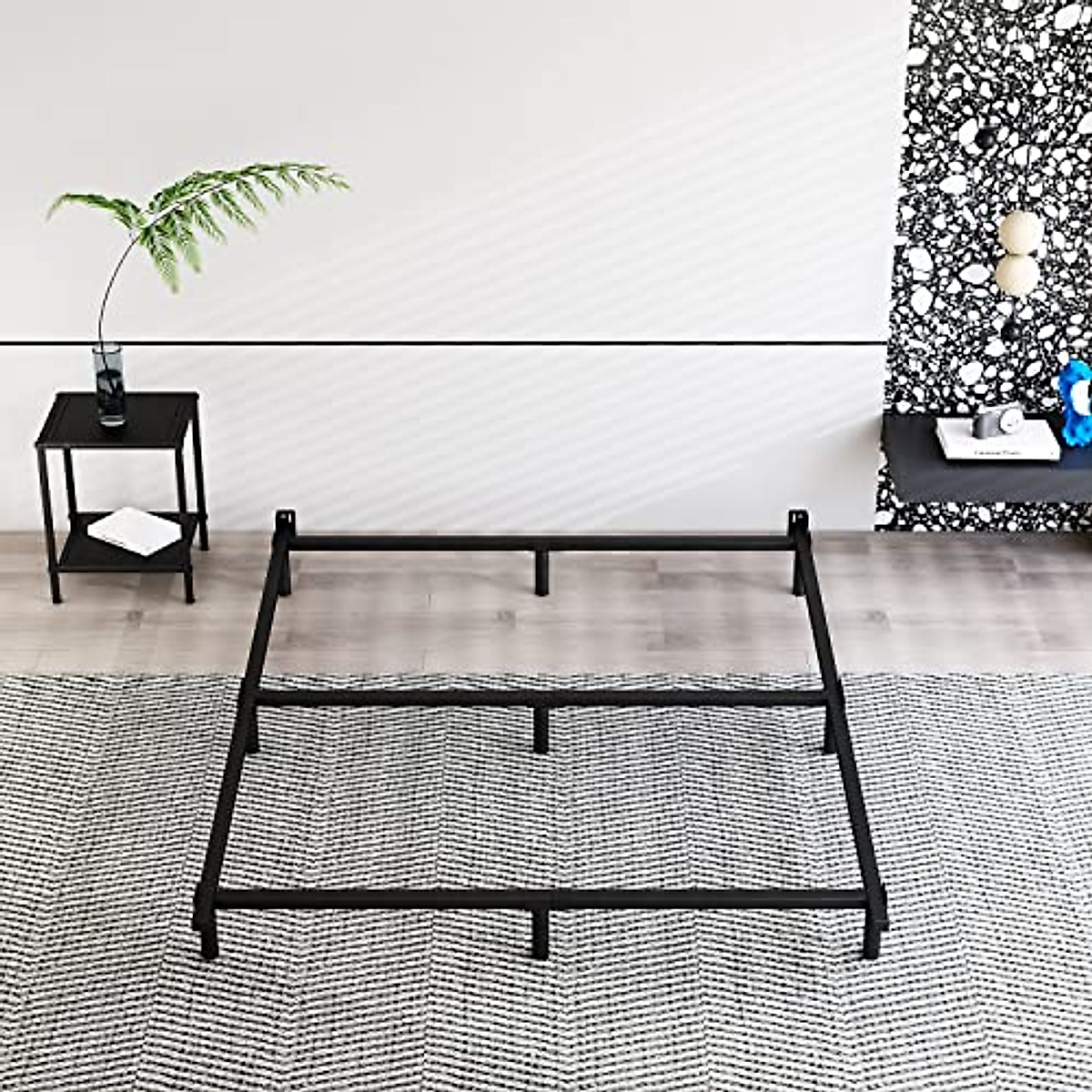 Hafenpo Metal Bed Frame - Sturdy Platform Bed Frame Heavy Duty Non-Slip Black Bed Frame 9 Leg Support Easy to Assemble Suitable for Any Space Queen Size