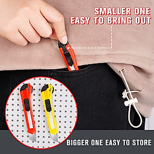 DIYSELF 4 Pack Box Cutter, Box Cutter Retractable, with 10 Pcs 9mm Snap off Blades, Utility Knife for Carton, Cardboard, Paper Knife, Box Cutter for Office, Warehouse, Small Box Opener, Razor Knife