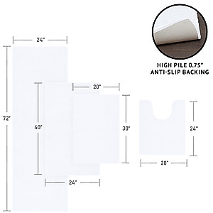 Madison Park Signature Marshmallow Bathroom Rug Non Slip, Luxrurious Plush Bath Mat, Absorbent, Quick Dry, Spa Design Bath Room Décor, 24x40, White