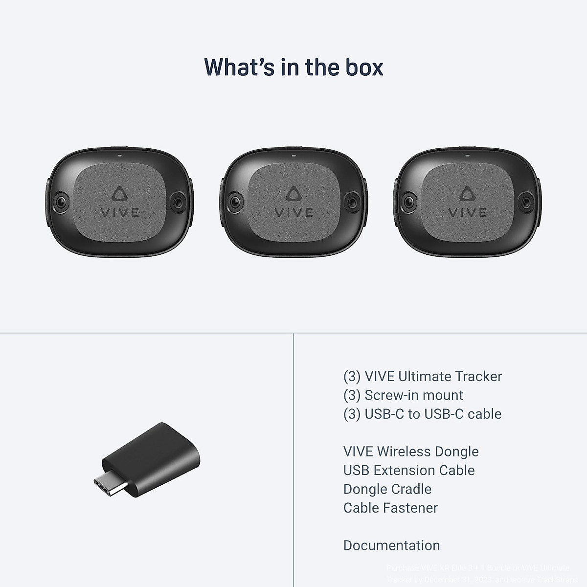 HTC Vive Ultimate Tracker 3 Pack + Dongle - VR Full Body Tracking - Compatible with SteamVR, Vive XR Elite, Meta Quest Virtual Reality Headsets