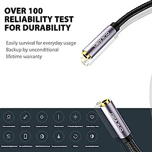 DUKABEL 3.5mm Female to Female Adapter Cable 4-Pole TRRS Female Coupler AUX Extension Cable [OFC Lossless Audio & Crystal-Nylon Braided] Aux Connector Stereo Jack Cable - TopSeries (6 inch / 15cm)