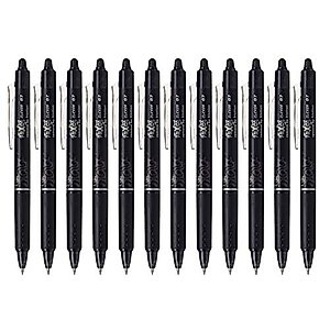 PILOT FriXion Ball Clicker Retractable Erasable Gel Pen, Fine Point, 0.7mm, Black Ink, 12 Count