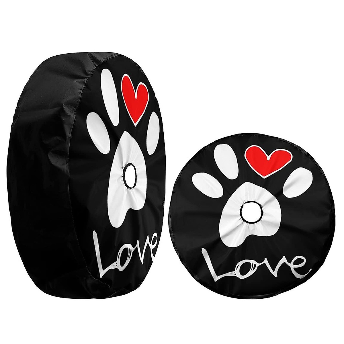 Delerain Spare Tire Cover with Backup Camera Hole Dog Footprint Paw Print Wheel Covers Waterproof Dust-Proof UV Sun Universal Fit for Jeep Trailer RV SUV Truck (17 Inch for Diameter 31"-33")