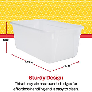 School Smart Tote Tray, 12 x 8 x 5 Inches, Translucent