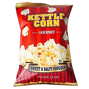 Kettle Corn Popcorn - Sweet Salty Savory - Gourmet Delicious Buttery Flavor - 4, 5.5oz Bag