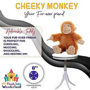 Cheeky Monkey Plush Toy Soft 8 Inch Stuffed Animal Monkey Cuddly Small Plush Toy for Kids Great Gift for Monkey Lovers Realistic Stuffed Monkey Plush for Play and Snuggling