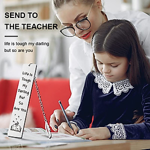 Inspirational Gifts Bookmarks for Women Men Christmas Birthday Gift for Book Lovers Daughter Son Motivational Book Markers for Women Men Life is Tough My Darling But So are You Bookmark