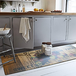 Stylish Cottage Kitchen Mat 0.35" Thick Anti Fatigue Cushioned Kitchen Rug Geometry 18"x48" Non Slip Waterproof Heavy Duty Kitchen Rugs and Mats for Floor Sink Home Office Desk Laundry Apple