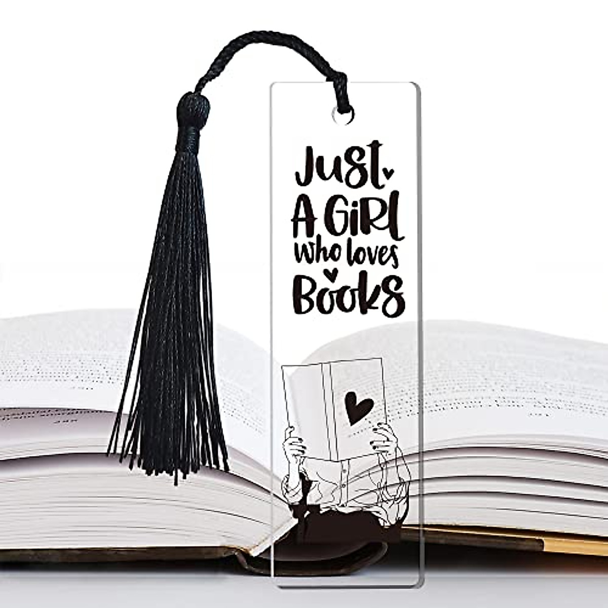 Just A Girl Loves Books Inspirational Funny Bookmark Gifts for Women Girls Lovers Bookworm Daughter Lovers Friend Sister Book Female Sister Gifts Friendship Gifts
