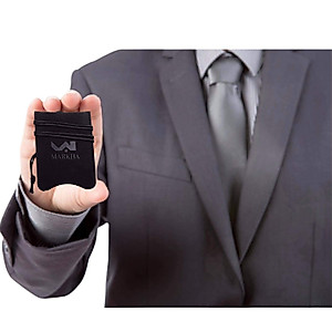 MARKHA Pocket Mirror for Men Women Unbreakable Stainless Steel Portable Mirror (Purse Mirror-(Black))