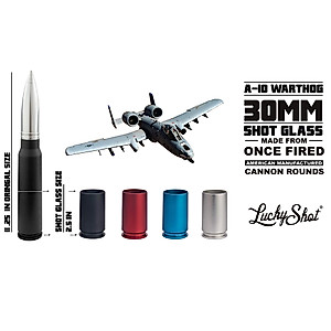 Lucky Shot 30MM Gauge Shot Glass 2.7 oz. |'Merica Flag Est. 1776 |Aluminum Warthog A-10 Round | For Whiskey, Tequila, Vodka | Made in USA (Blue)