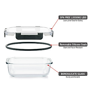 Cuiselect 10 Pack 22 Oz Glass Meal Prep Containers with Lids, Reusable Glass Food Storage Containers with Lids, Leak Proof, Microwave, Oven, Freezer and Dishwasher Safe (Gray)