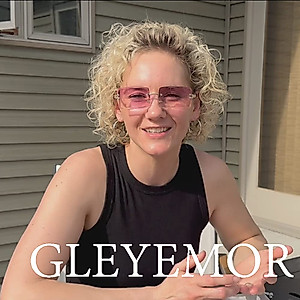 Gleyemor Rimless Rectangle Sunglasses for Women Mens Fashion Vintage Frameless Square Glasses with Gradient Lens (Gradient Purple)