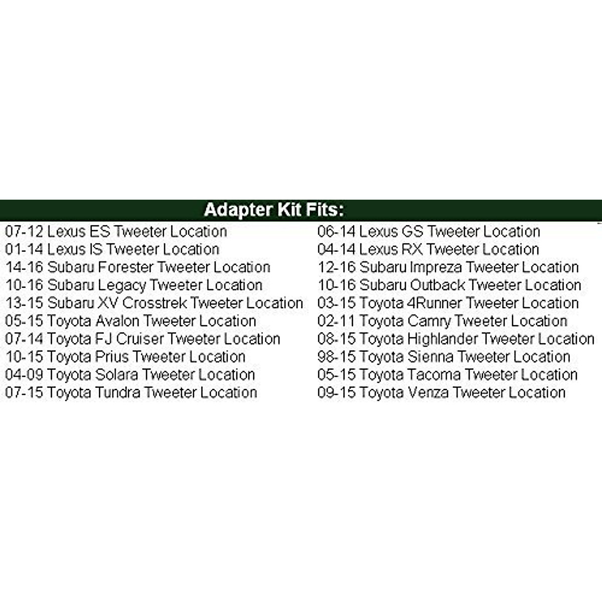 Speaker Adapters For Tweeters Fits Lexus, Fits Subaru, And - 1.75" cutout - SAK009_175-1 Pair