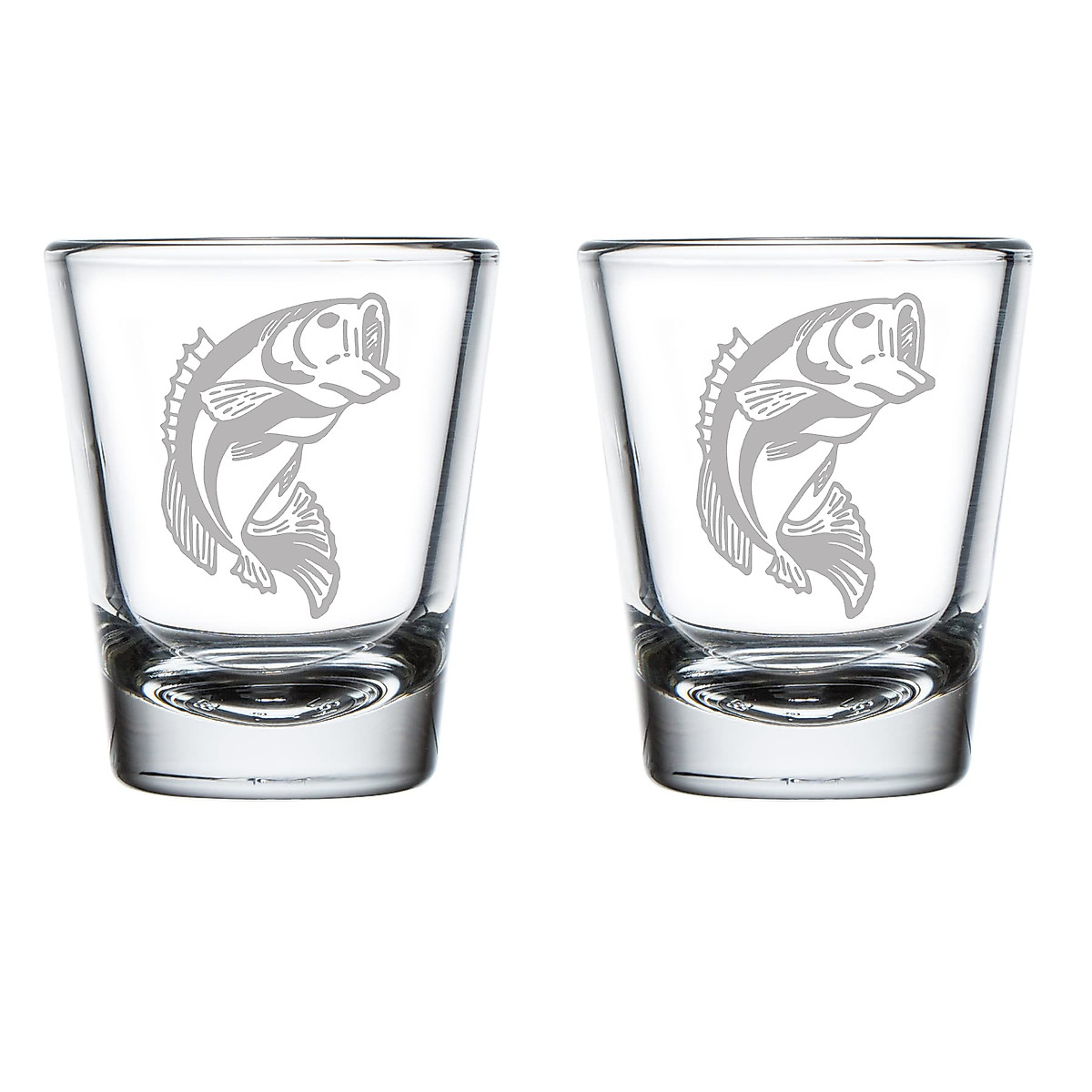 Set of 2 Shot Glasses 1.75oz Shot Glass Bass Fish