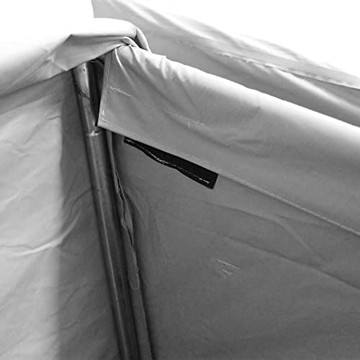 Domain Shelters Deck Box 117 Gallon 4' x 2' x 2' Outdoor Patio Backyard Garden Storage Container with Removable Weather Bars, Gray/Black