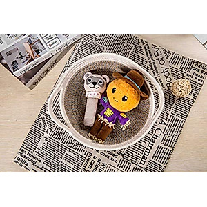 Small Rope Storage Key Basket Desk Organizer Basket Remote Control Bedside Storage Home Decor Mini Basket Woven Storage Basket Bowl Woven Dish Desk Container (Grey Camel Mix & White - Hemp Rope)