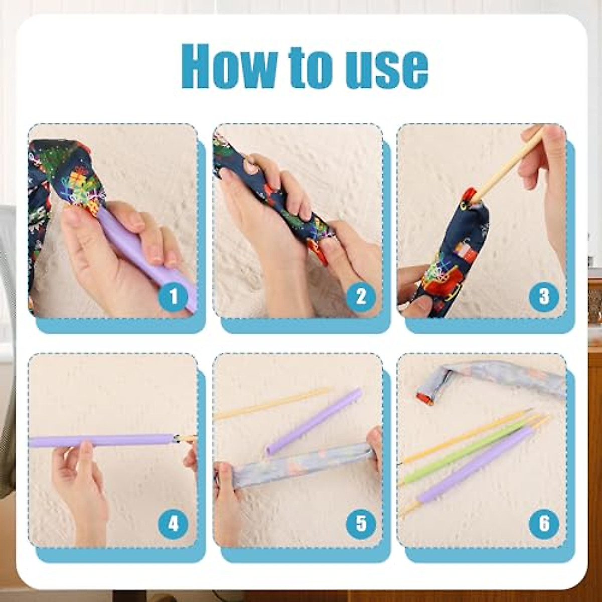 3pcs Quick Turn Fabric Set, 3 Sizes Quick Turn Fabric Tube Turning Tool Multifunctional Fast Turn Tube Turners for Sewing Turning Tool for Crafts DIY Handmade Knitting Accessories