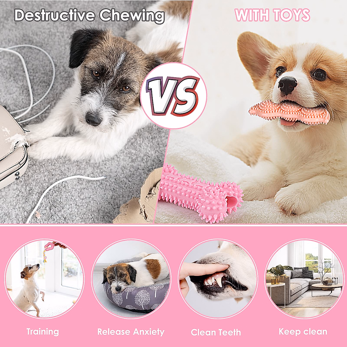 YUKOOY Puppy Toys,Dog Chew Toy for Teething Small Dogs, Puppy Chew Squeaky Toys, Soft & Durable Dog Chew Toys Cleaning Teeth and Protects Oral Health