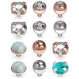 Ftovosyo 14G Dermal Piercing Jewelry Micro Dermal Anchor Top Microdermals Skin Piercing for Women Men 4mm