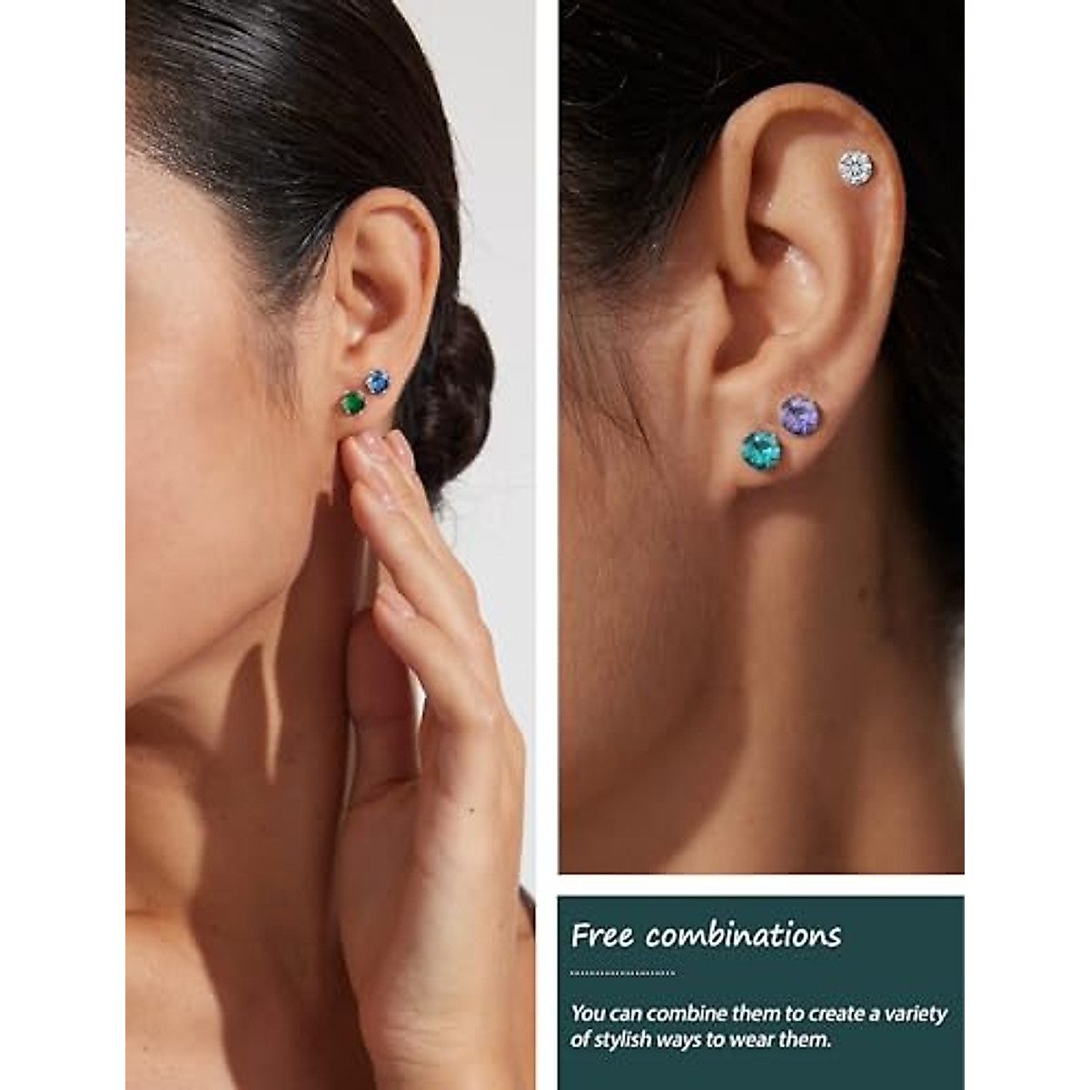 𝟏𝟐 𝐏𝐚𝐢𝐫𝐬 Silver Earrings 𝐒𝐮𝐫𝐠𝐢𝐜𝐚𝐥 𝐒𝐭𝐞𝐞𝐥 𝐄𝐚𝐫𝐫𝐢𝐧𝐠𝐬 Women's Earrings 𝐇𝐲𝐩𝐨𝐚𝐥𝐥𝐞𝐫𝐠𝐞𝐧𝐢𝐜 𝐄𝐚𝐫𝐫𝐢𝐧𝐠𝐬 𝐒𝐞𝐭 Men's Earrings 𝟏𝟐 𝐂𝐨𝐥𝐨𝐫𝐬 Cubic Zirconia Studs Earrings