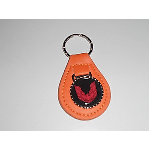 FIREBIRD OR TRANS-AM RED BIRD LOGO LEATHER KEYCHAIN - PUMPKIN