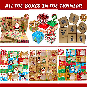 Funnlot Christmas Cookie Boxes Christmas Treats Container With Window 20PCS Christmas Treat Cookie Holiday Candy Box Christmas Baking Boxes Reindeer Santa Snowman Gingerbread Cookie Boxes