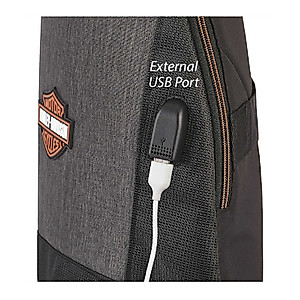 Harley-Davidson Bar & Shield Deluxe USB Travel Sling Backpack - Heather Gray