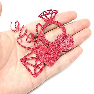 Honbay 100PCS Red Love Heart Fing Ring Table Confetti Party Decorations for Wedding Engagement Anniversary Bachelorette Bridal Shower Birthday Party