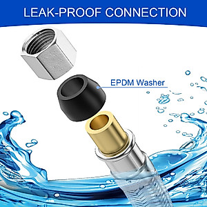 Universal Flexible Faucet Hose Connector, 12-Inch x 3/8" Comp x 1/2" FIP, Premium Braided Stainless Steel Faucet Water Supply Line for Kitchen Bathroom Sink Faucet (2-Pack)