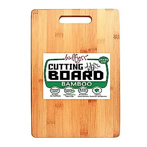 Bulfyss Large Natural Bamboo Wood Chopping Cutting Board For Kitchen Vegetables, Fruits & Cheese, Bpa Free, Eco-Friendly, Anti-Microbial Standard Natural Bamboo Standard Natural Bamboo