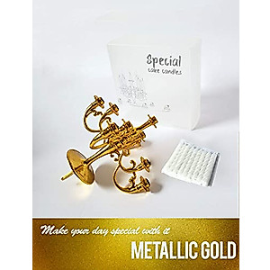 Luxury Candelabra Birthday Candles, Special Cake Candles, Party and Event Unique Candle, Cake Topper with 9 Candles, Cake Candle Holders, Cake Decorations, Romantic Propose Candles (Metallic Gold)