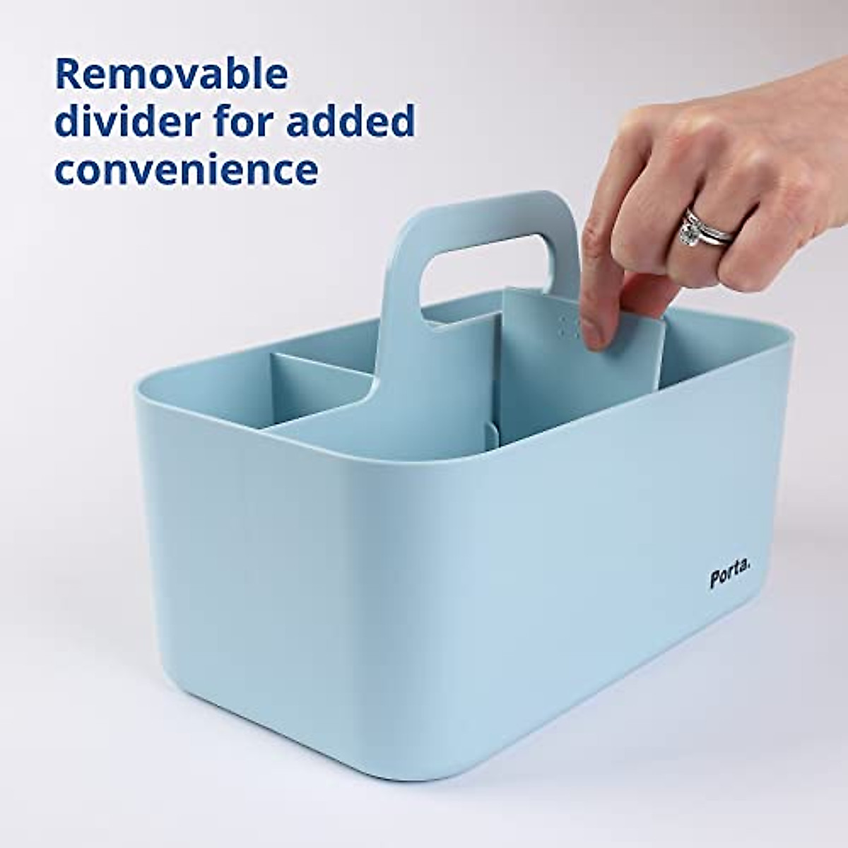 BLUE GINKGO Multipurpose Caddy Organizer - Stackable Plastic Caddy with Handle | Desk, Makeup, Dorm Caddy, Classroom Art Organizers and Storage Tote (Rectangle) - Blue
