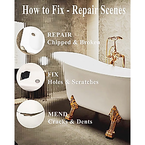 Bath Repair Kit White, Endhokn Enamel, Porcelain, Acrylic, Fiberglass, Ceramic Sink, Tub Tile Toilet Shower Kit & Tray & Chip & Pedestal Crack Hole Scratches Repair